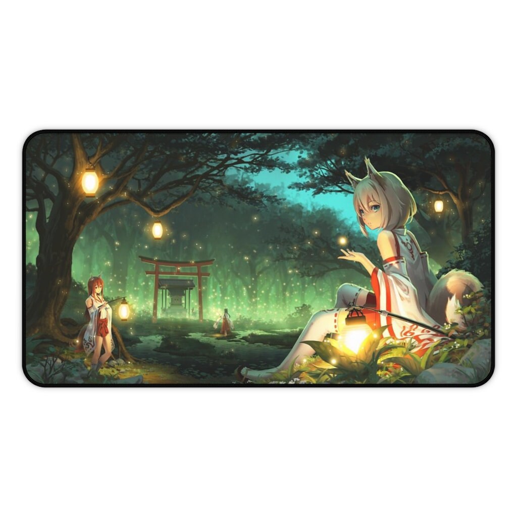 Anime Fox Girl Gamer Desk Mat Extra Large Mouse Pad / Mat - Etsy