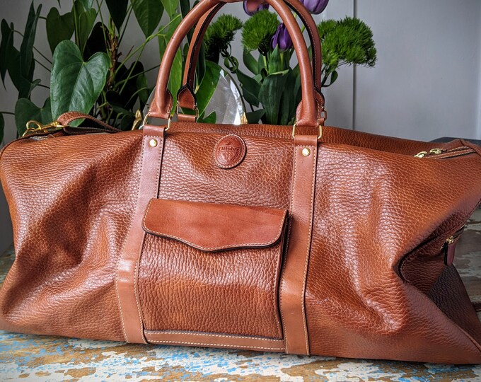 XL Vintage Leather and Vinyl Duffel Bag, Vintage 60's Large Travel Bag ...