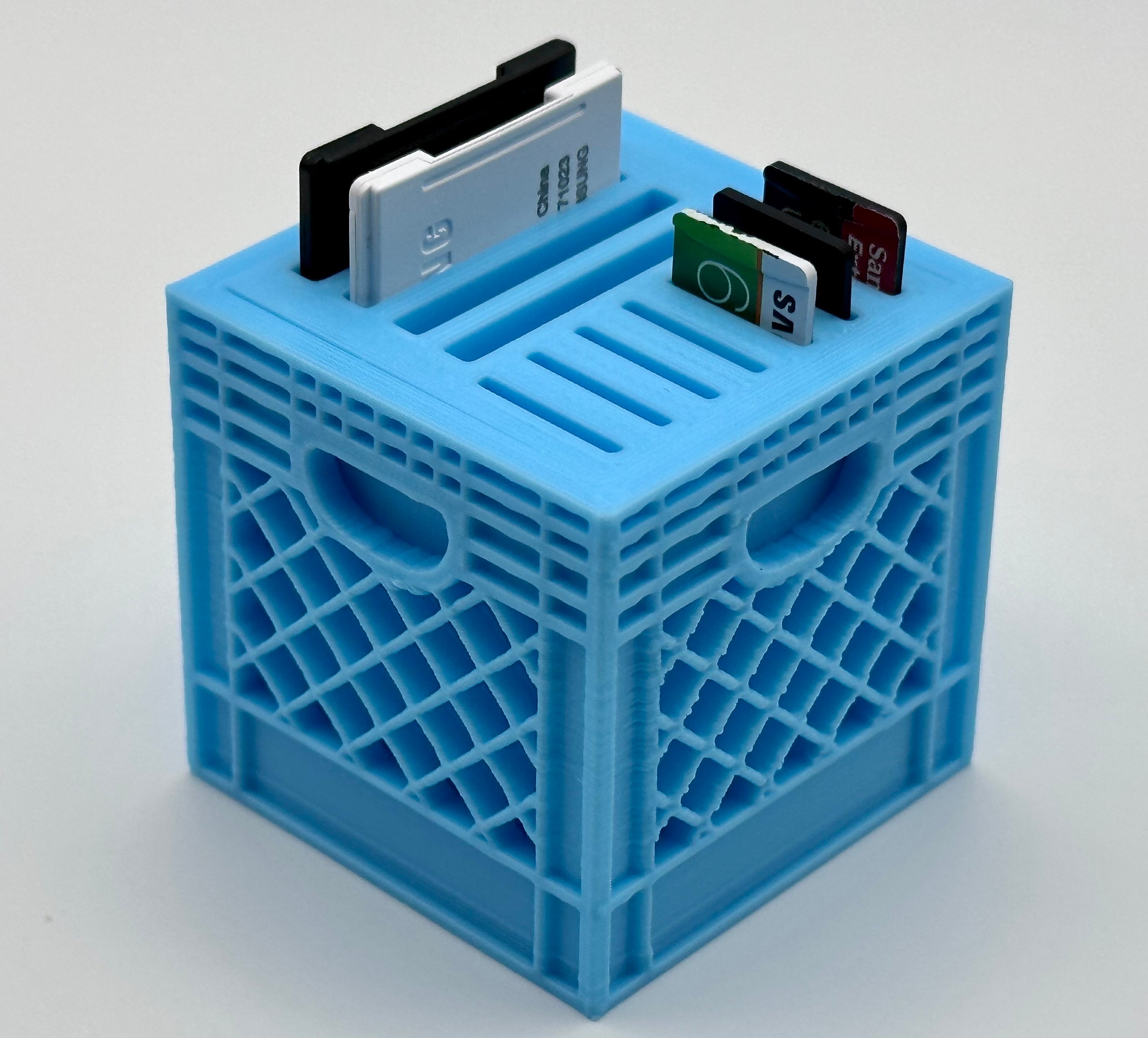 3D Printed Mini Milk Crate With SD, Micro SD Holder Slots - Compact and ...