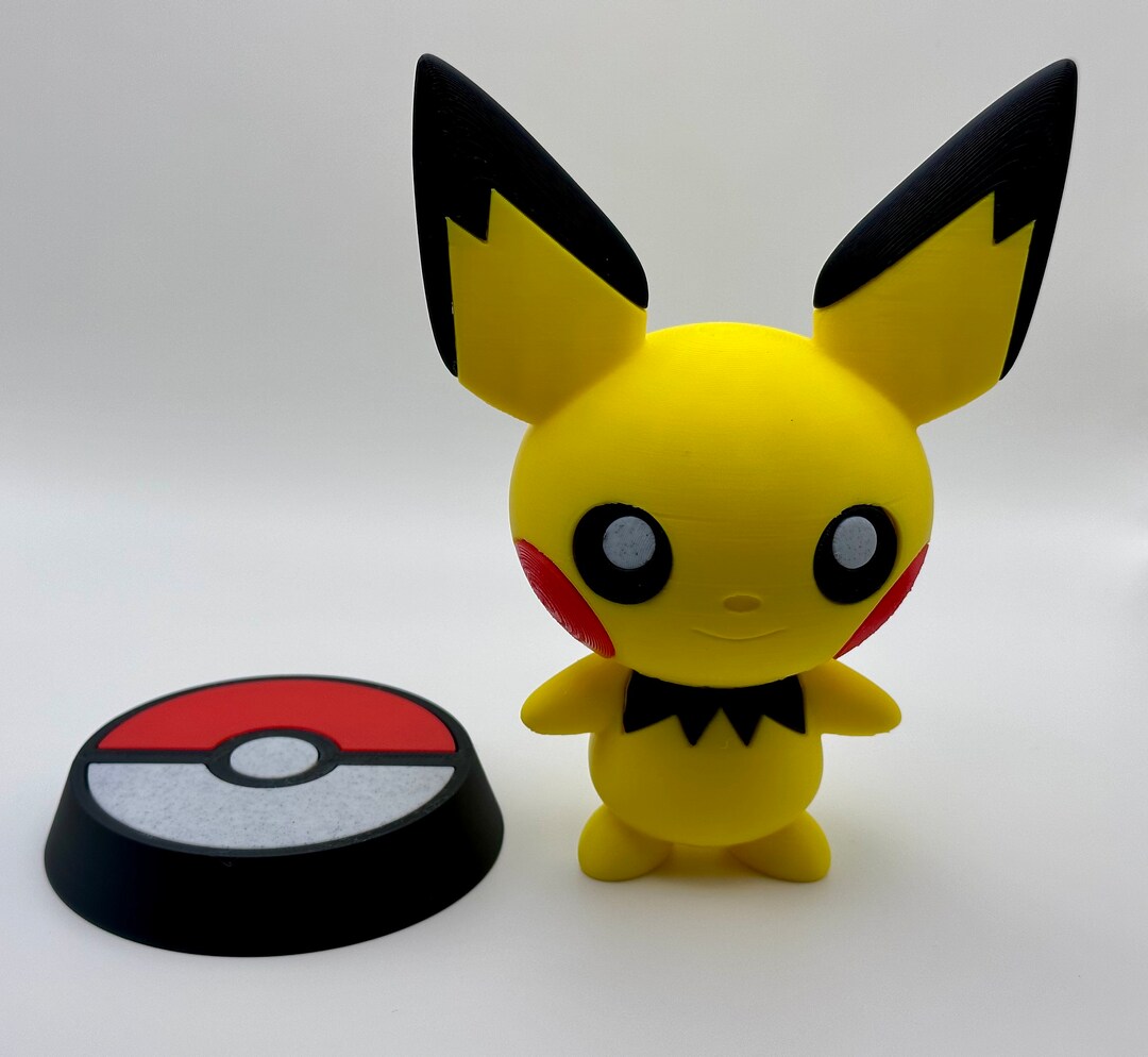 Multi-color Pichu 3D Printed Figurine With Poke Ball Base - Etsy