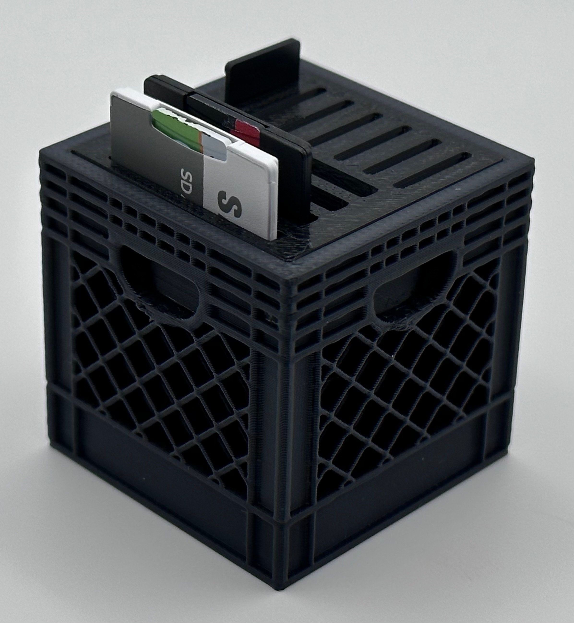 3D Printed Mini Milk Crate With SD, Micro SD Holder Slots - Compact and ...