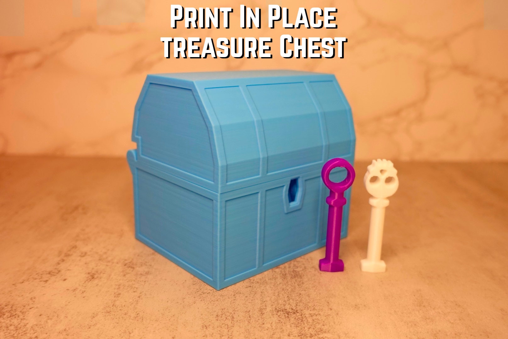 3D Printed Treasures Chest With Key. Primary Color is Treasure Chest ...