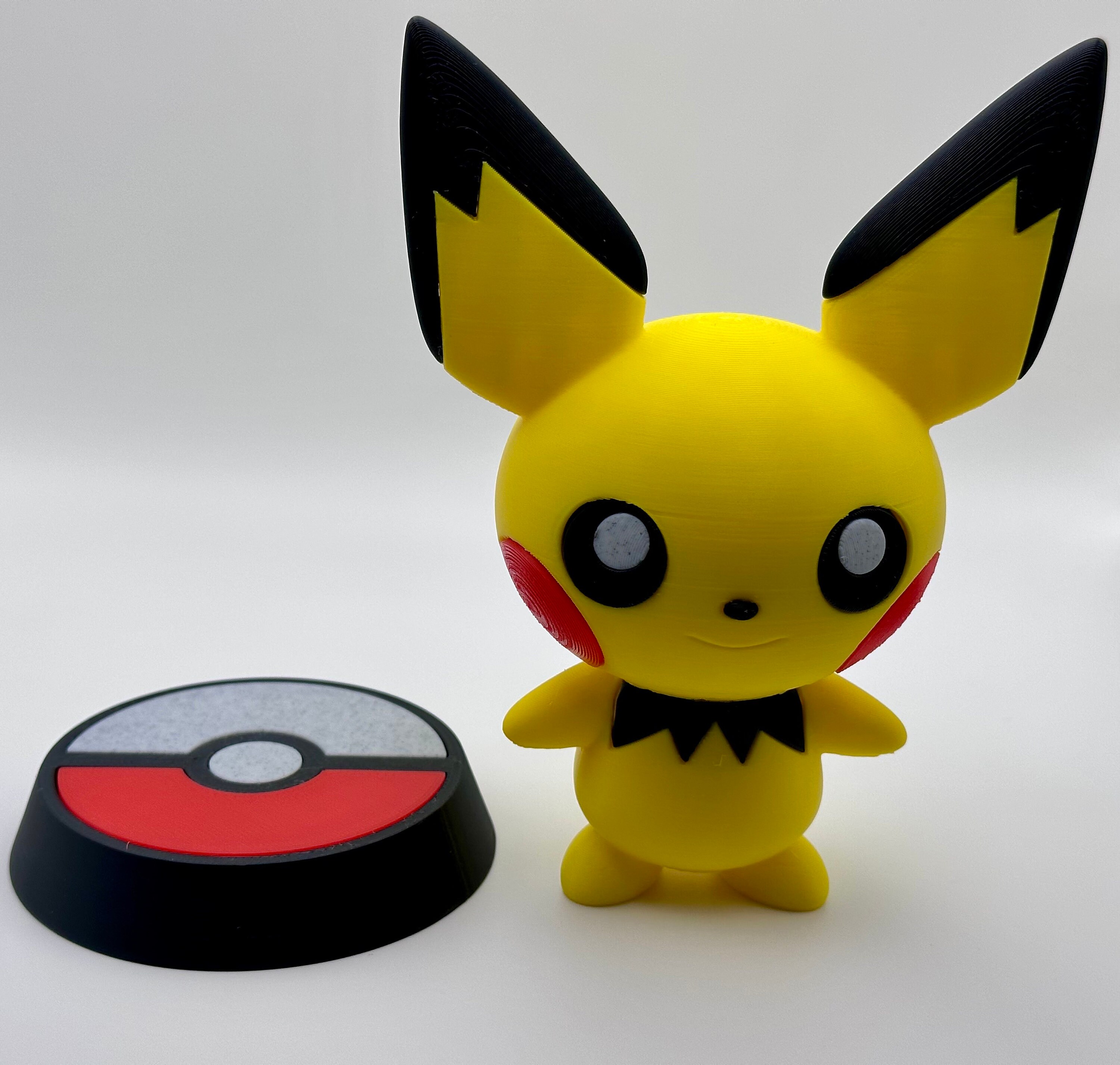 Multi-color Pichu 3D Printed Figurine With Poke Ball Base - Etsy