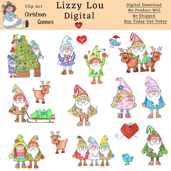 Christmas Gnomes Clipart Set. Garden Gnome Christmas Tree - Etsy Australia