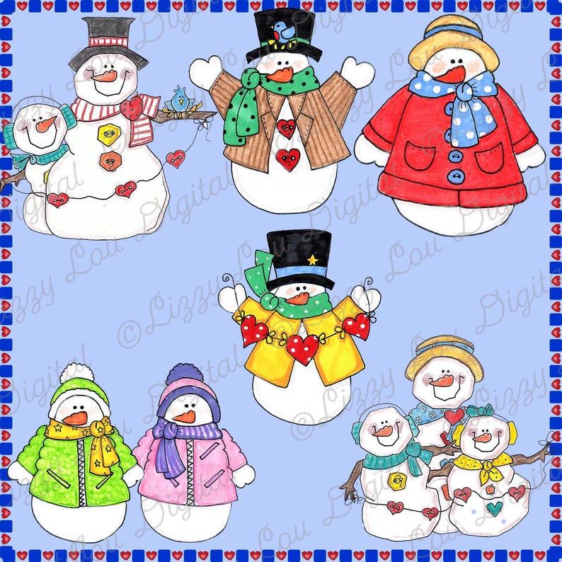 Snowmen Clip-art. Images Are .png at 300dpi. Digital Files. for ...