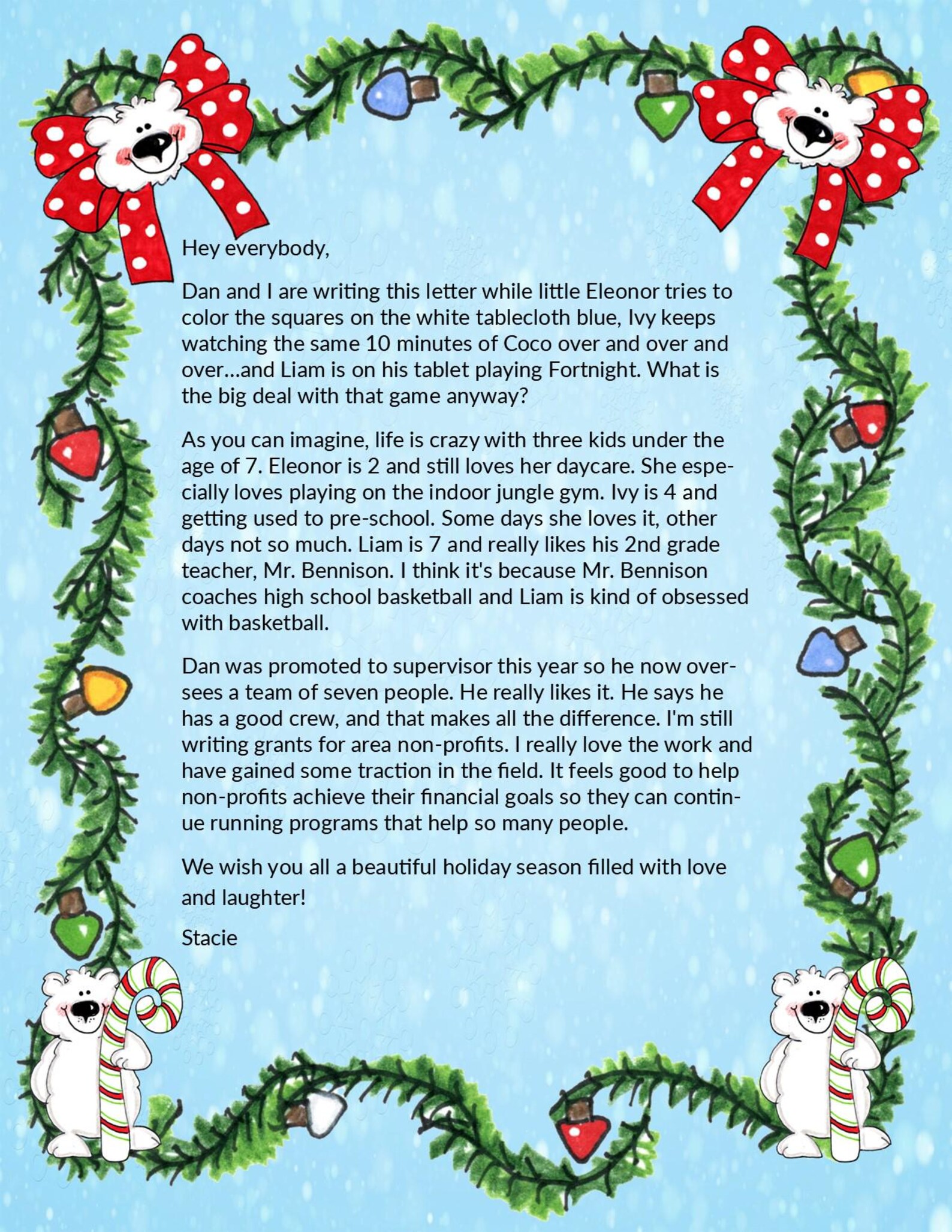 Christmas Bears Paper. for Writing Christmas Letters, Printing ...