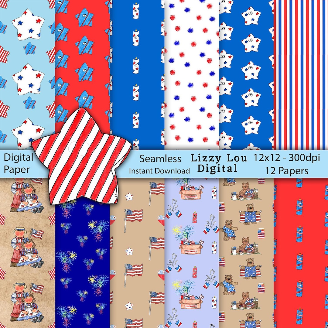 Patriotic Digital/printable Seamless Paper 12 X 12. Use in Craft ...