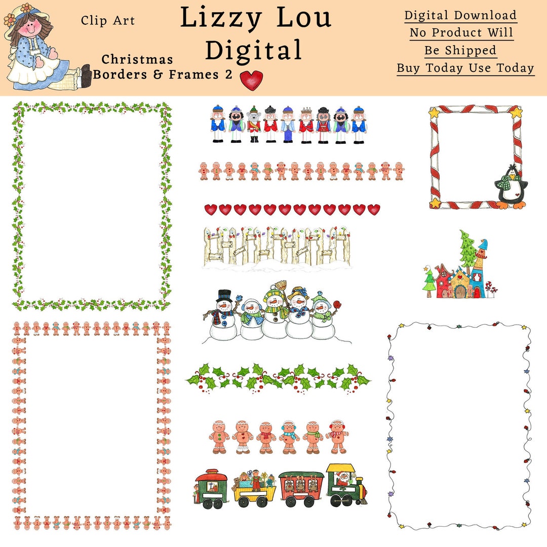 Christmas Borders Frames Images Clipart. Decorating Digital - Etsy