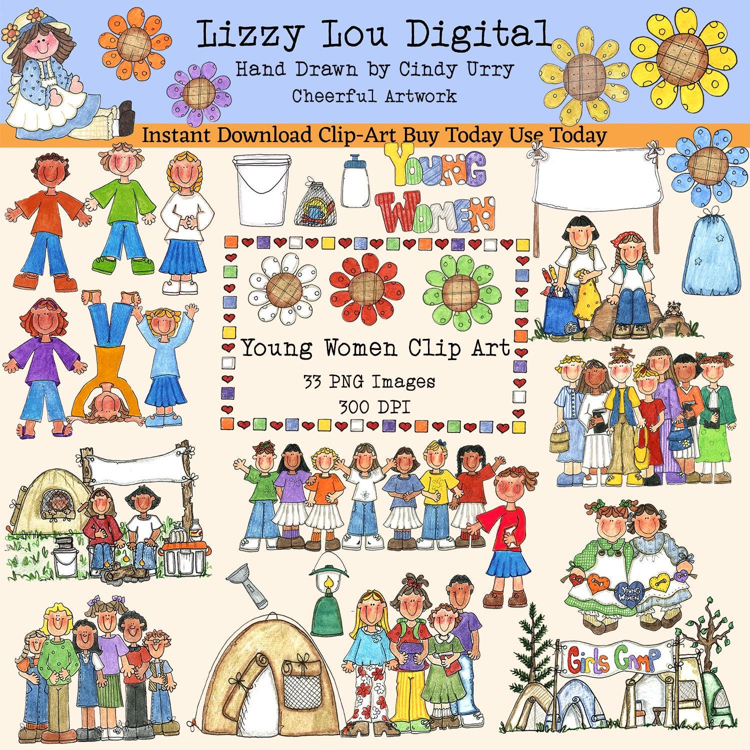 Young Women Clip Art. Images Are .png at 300dpi. Digital Files. for ...