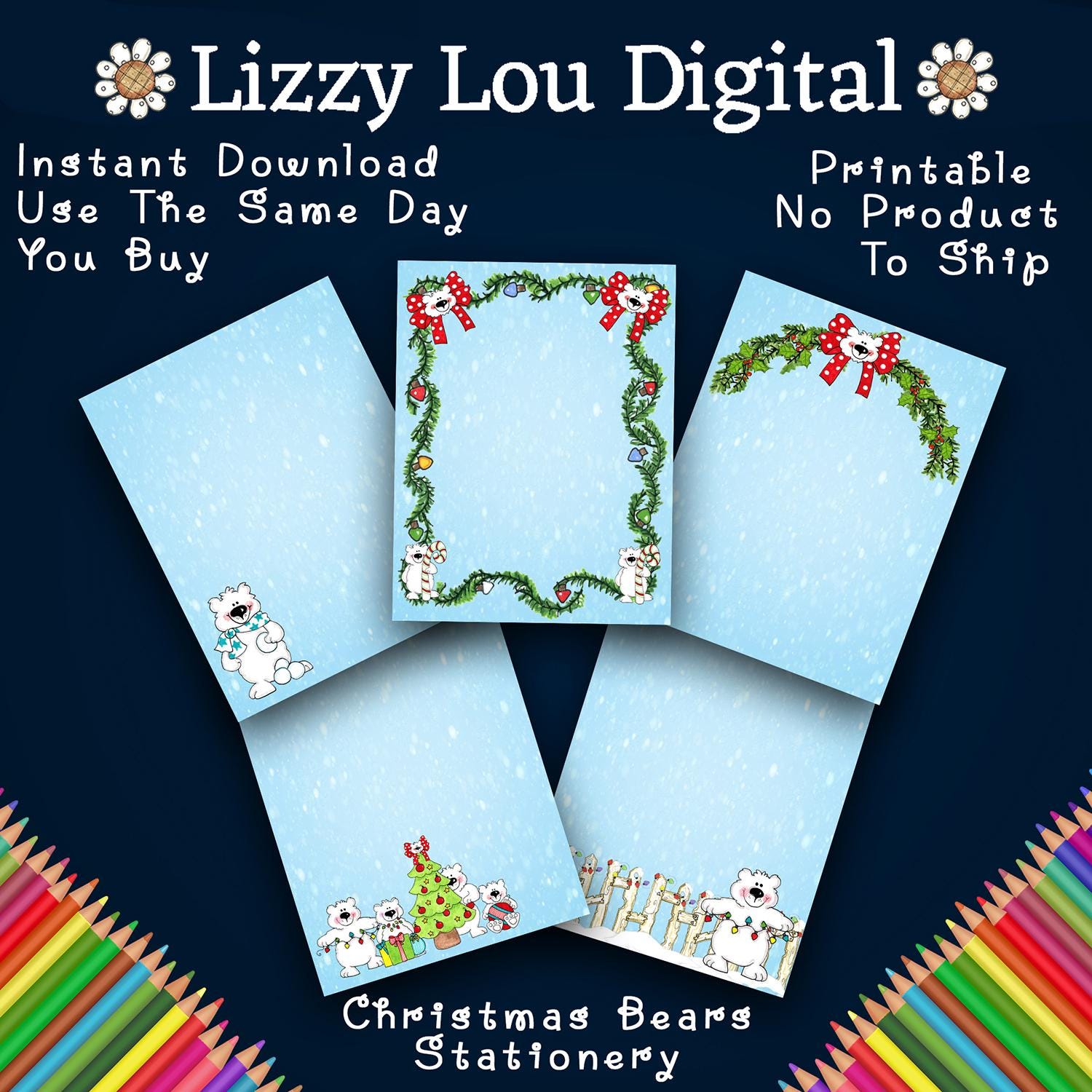 Christmas Bears Paper. for Writing Christmas Letters, Printing ...