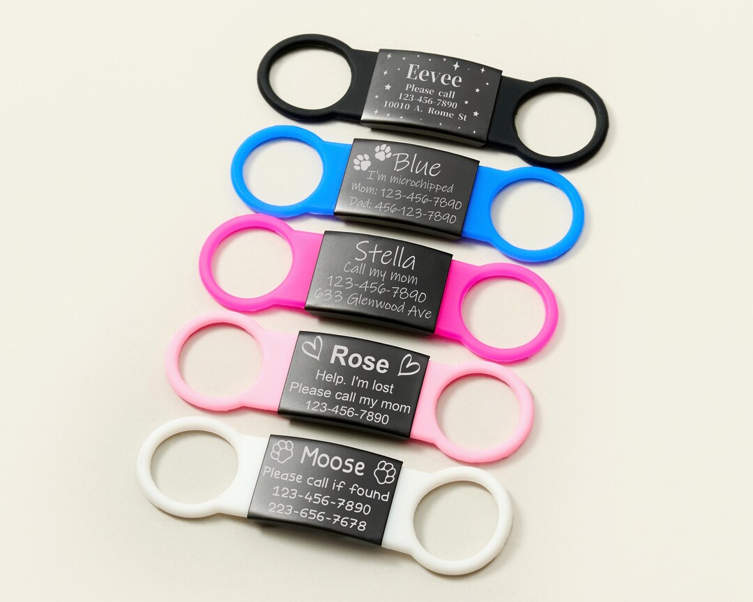 Slide-on Flexible Band Pet Collar Name Tag, Custom Silicone Silent Tag ...