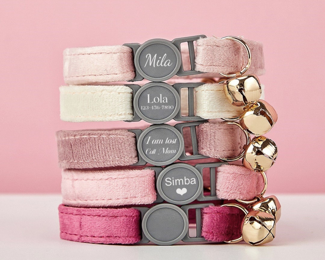 Breakaway Pink+rose+ivory Velvet Cat Collar Bow Tie Leash Set ...