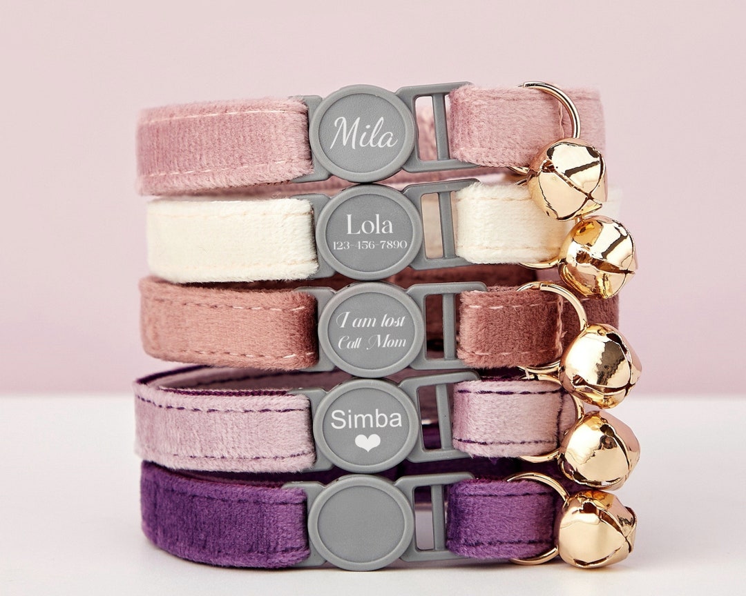 Breakaway Purple+lavender Velvet Cat Collar Bow Tie Leash Set ...