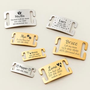 Personalized Slide-on Collar Pet ID Tag, Custom Engraved Gold Silver ...