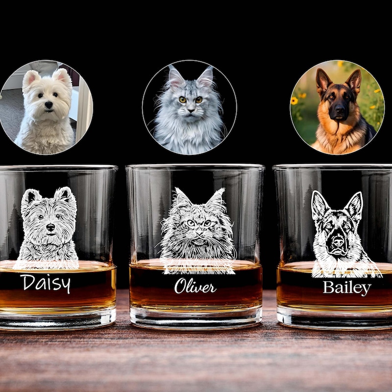 Etched Dog on Glass - Etsy UK