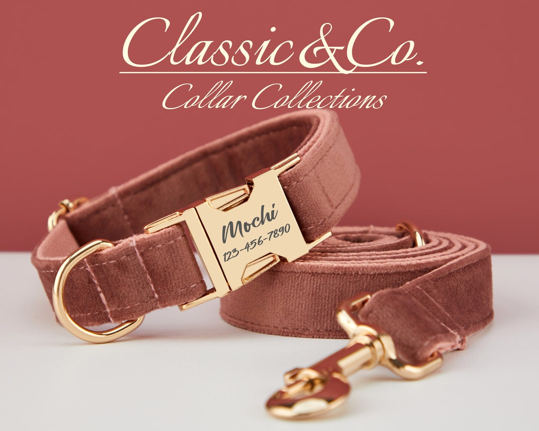 Arizona Velvet Personalized Dog Collar Bow Tie Leash Set,custom ...