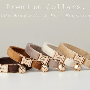 Luxury Velvet Grey White Brown Personalized Cat Collar Bow Tie Leash ...