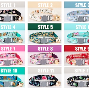Breakaway Colorful Floral Personalized Cat Collar Bowtie Leash Set ...