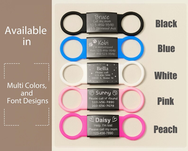Personalized Flexible Slide-on Pets Collar Tag,custom Silicone Silent ...