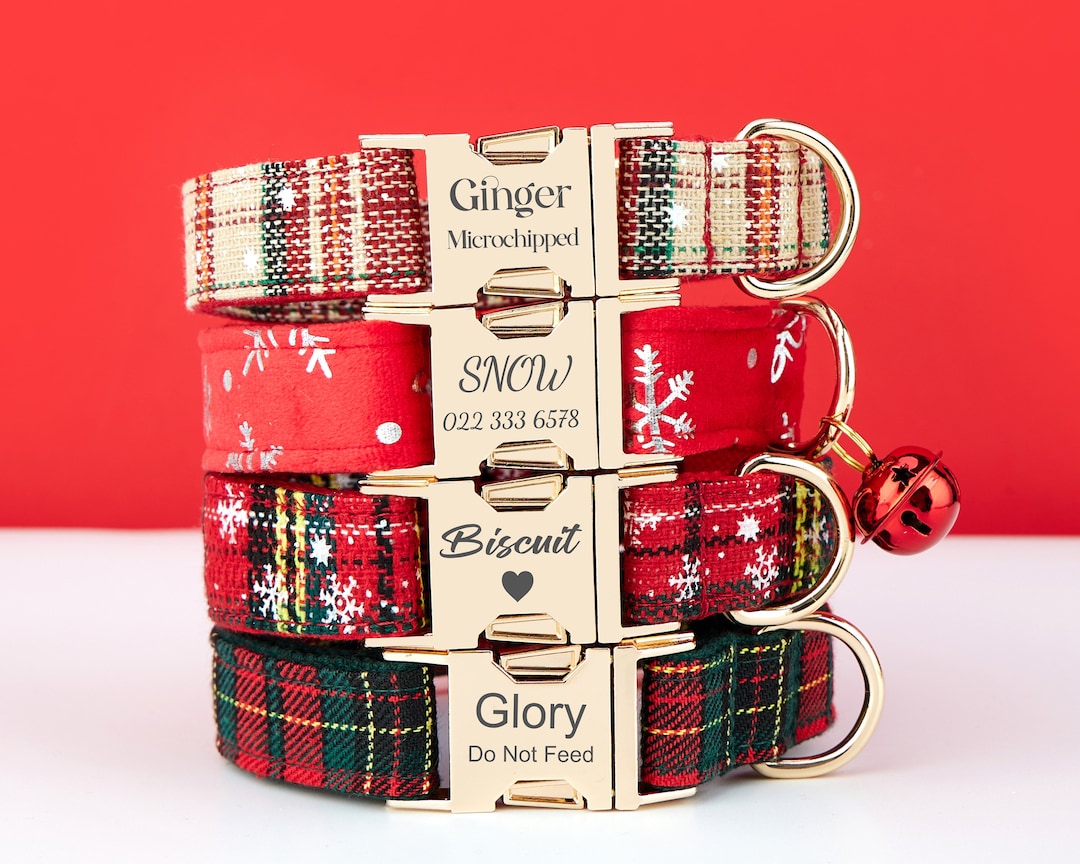 Merry Christmas Personalise Dog Collar Leash Set With Bow,red+green ...