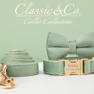 Dog Collar Bow Tie Lead,handmade Boy Dog Bow Tie Collars,sagegreen ...