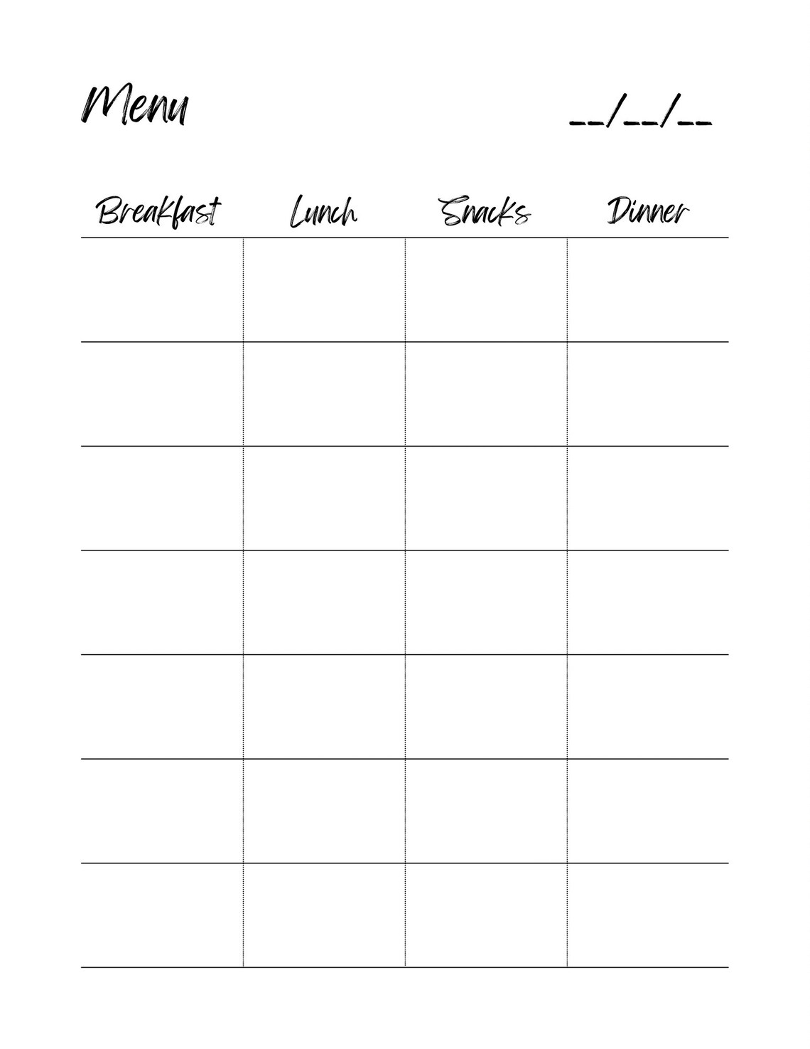 Printable Meal Planner - Weekly Menu - PDF - Digital Download - Etsy