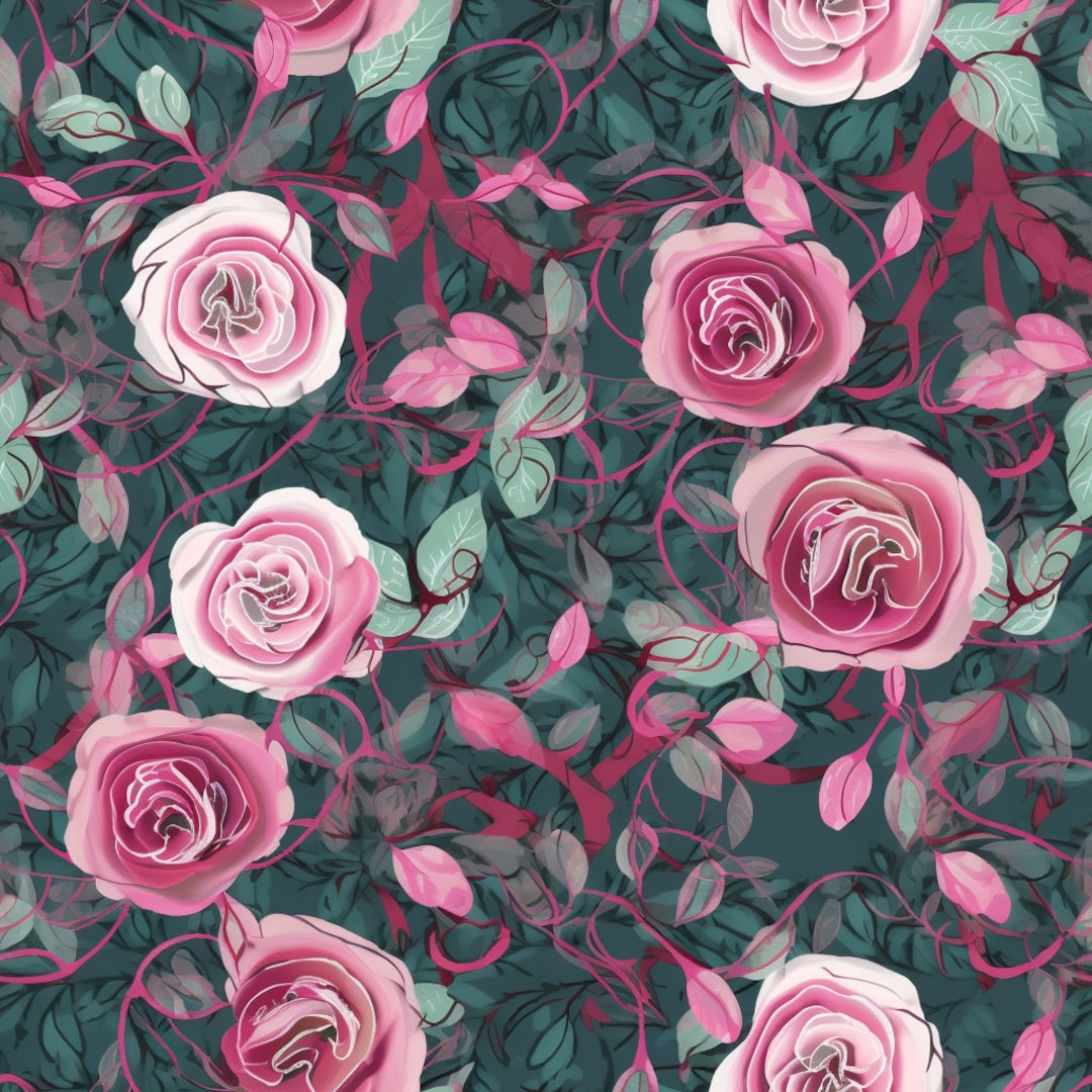 Rose Pattern Digital Download | Printable Floral Roses Design | Instant ...