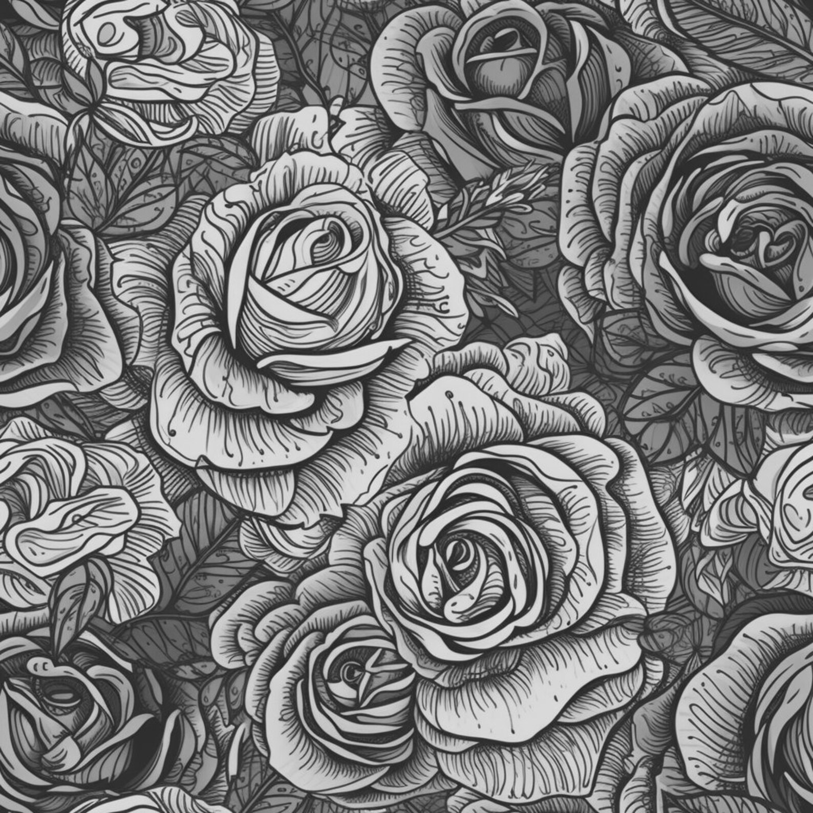 Black and White Rose Pattern Digital Download | Instant Download | High ...