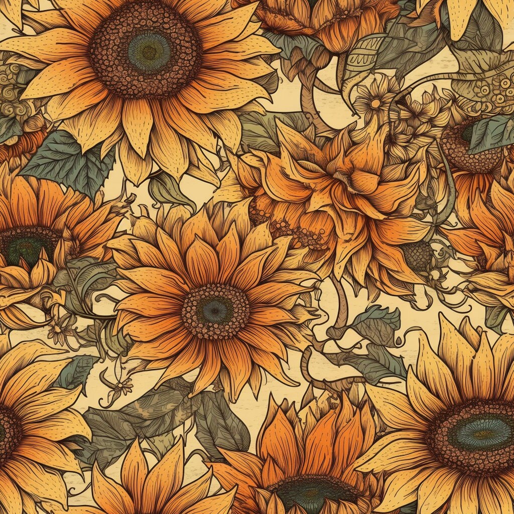 Sunflower Pattern Digital Download | Printable Flower Design | Instant ...