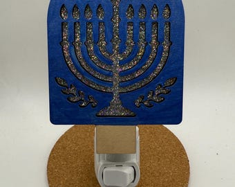 Menorah Fused Glass Plug in Jewish Night Light Outlet Sconce - Etsy