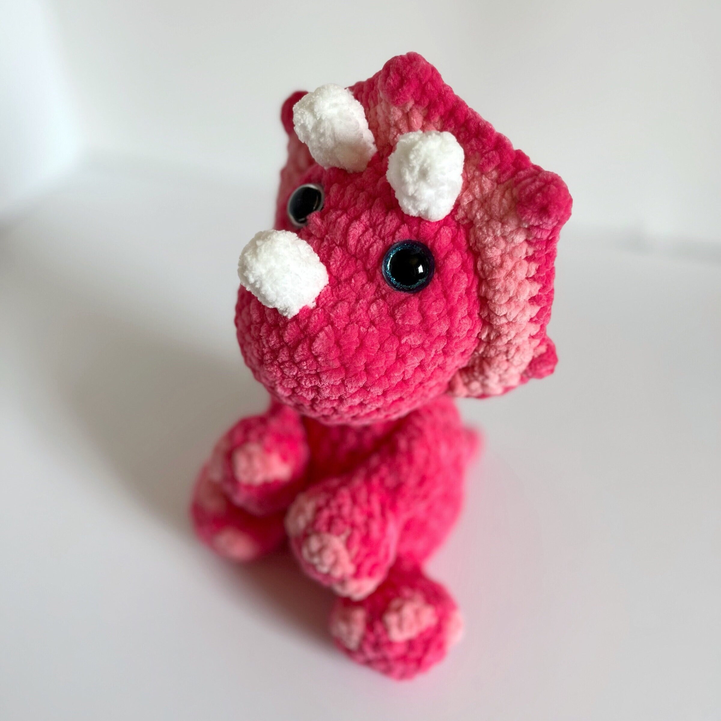 Triceratops Pink Dinosaur Plush Toy Stuffed Animal Amigurumi - Etsy