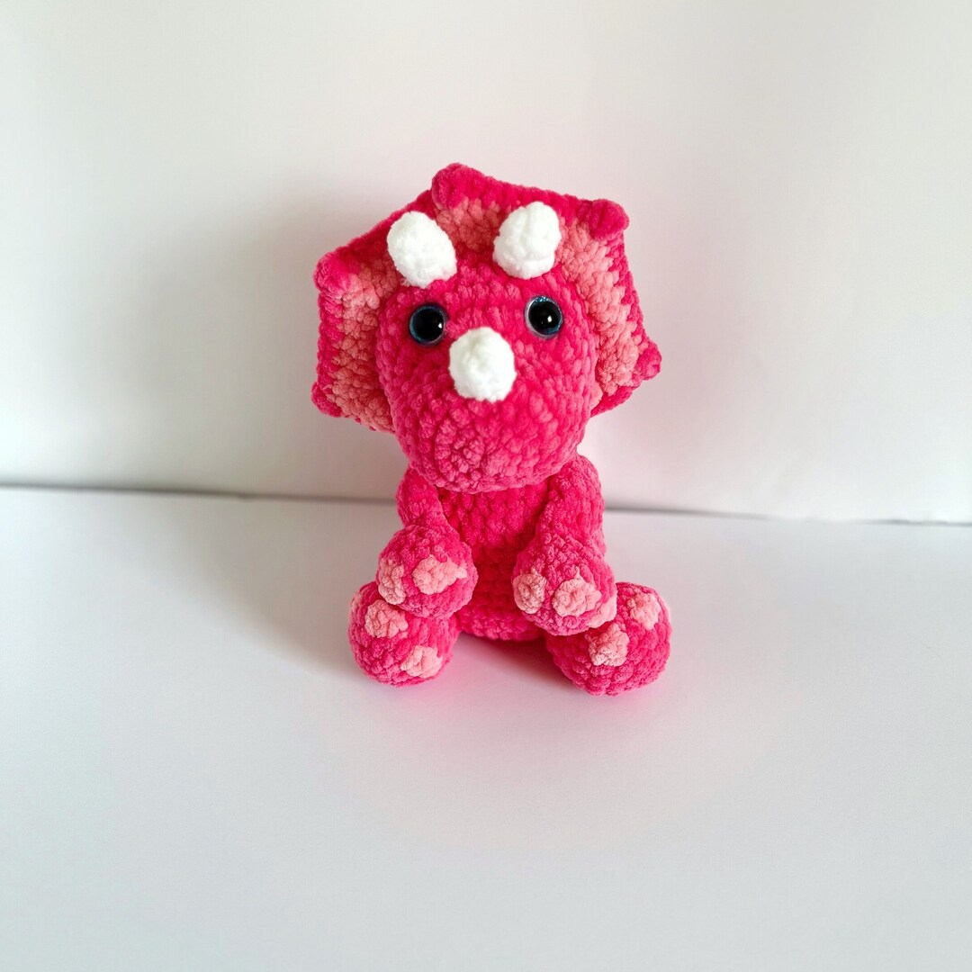 Triceratops Pink Dinosaur Plush Toy Stuffed Animal Amigurumi - Etsy
