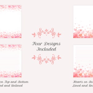 Hearts Stationery - Printable Stationery - Stationery - Valentine's Day ...