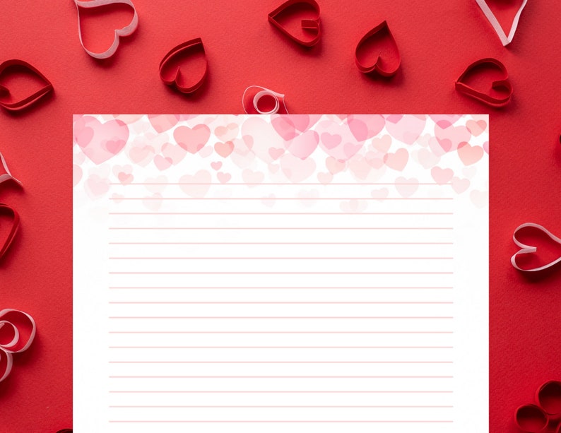 Hearts Stationery - Printable Stationery - Stationery - Valentine's Day ...