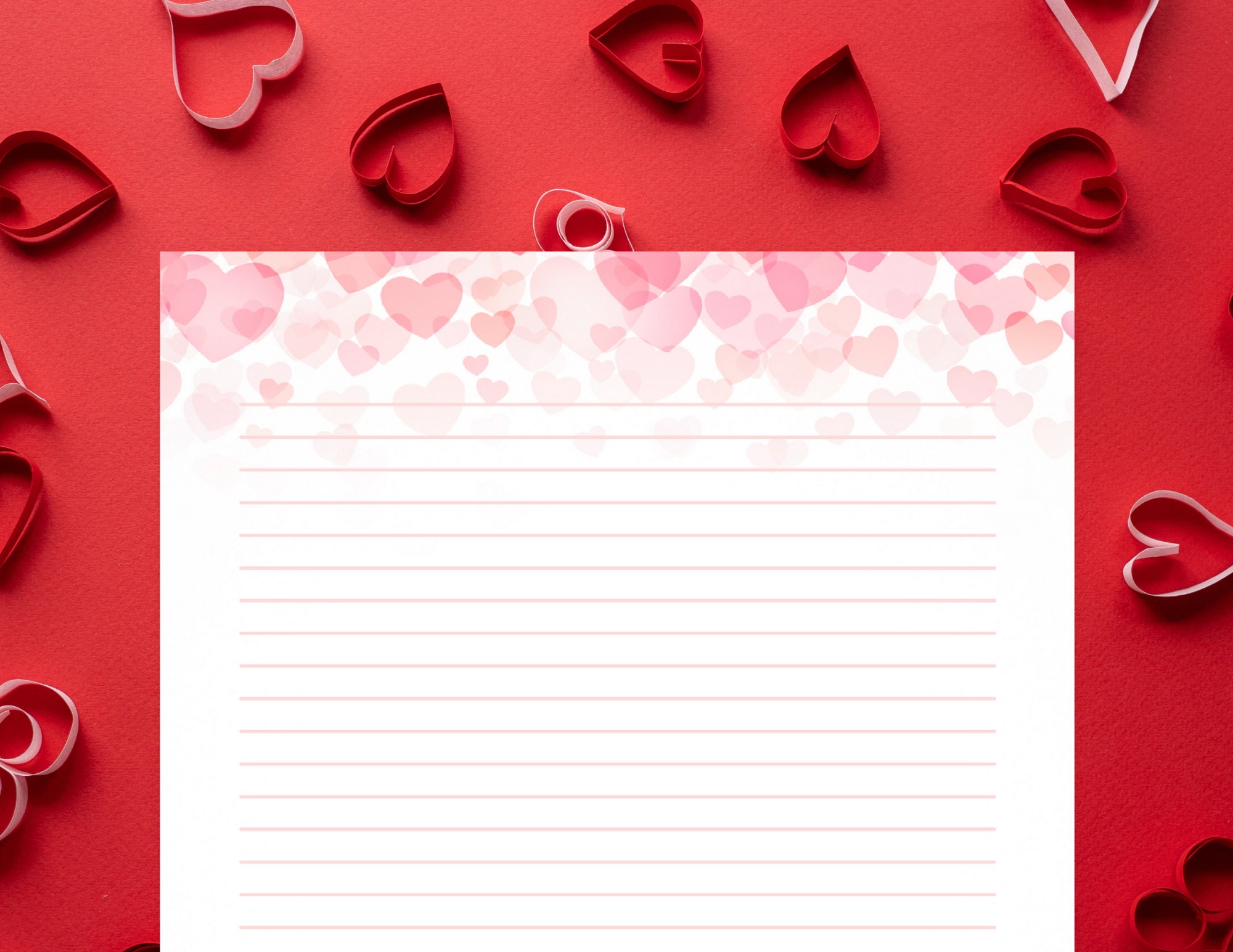 Hearts Stationery - Printable Stationery - Stationery - Valentine's Day ...