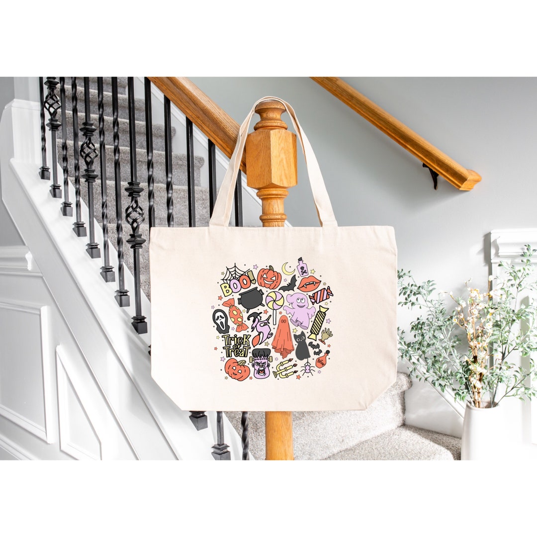 Spooky Season Halloween Tote Bag, Trick or Treat Bag, Halloween Candy ...