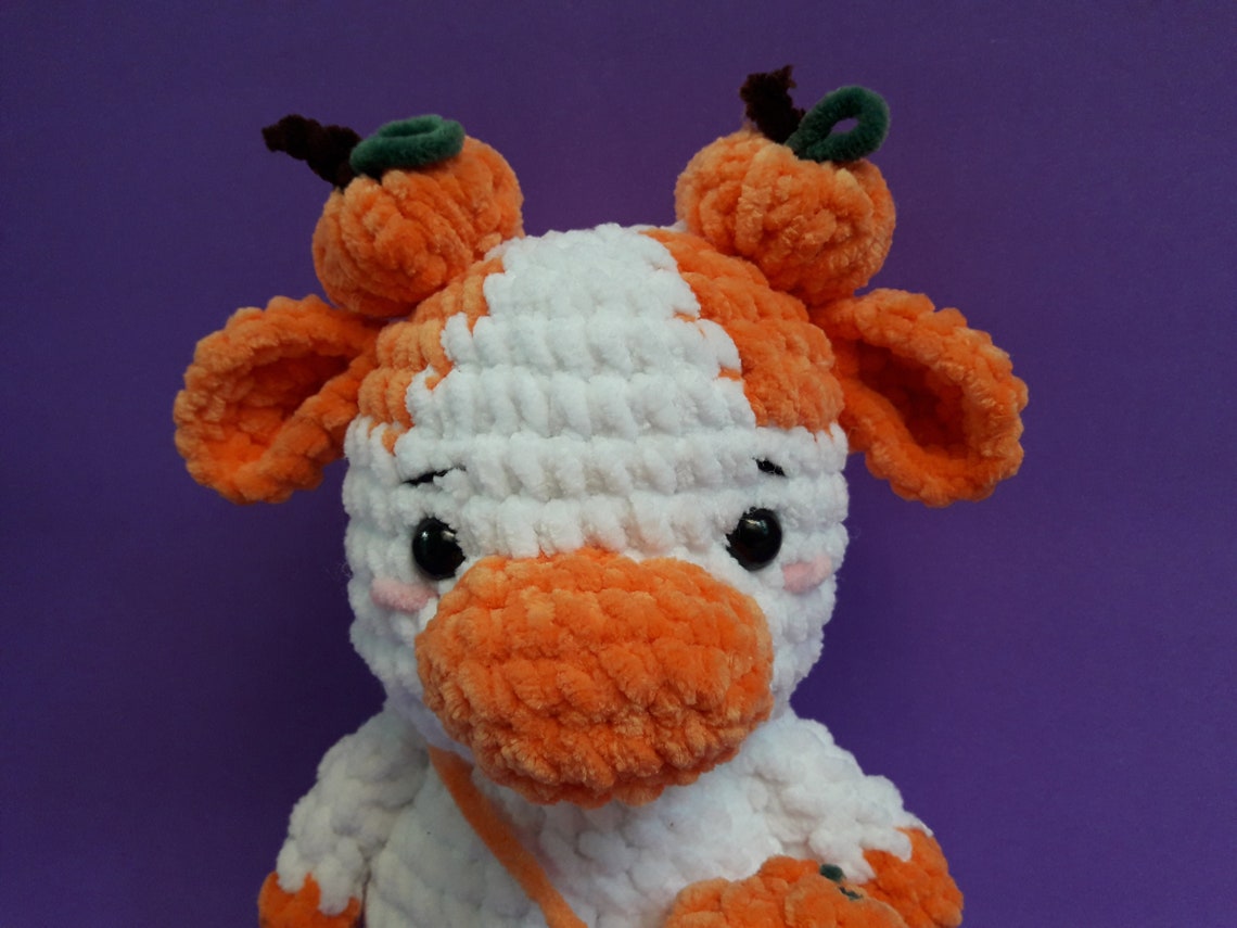 Pumpkin Cow Crochet, Stuffed Animal Amigurumi, Halloween & Autumn ...