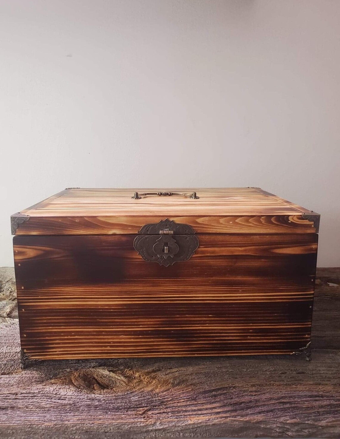 Large Wood Lockbox Storage Box Wooden Storage Box Keepsake - Etsy