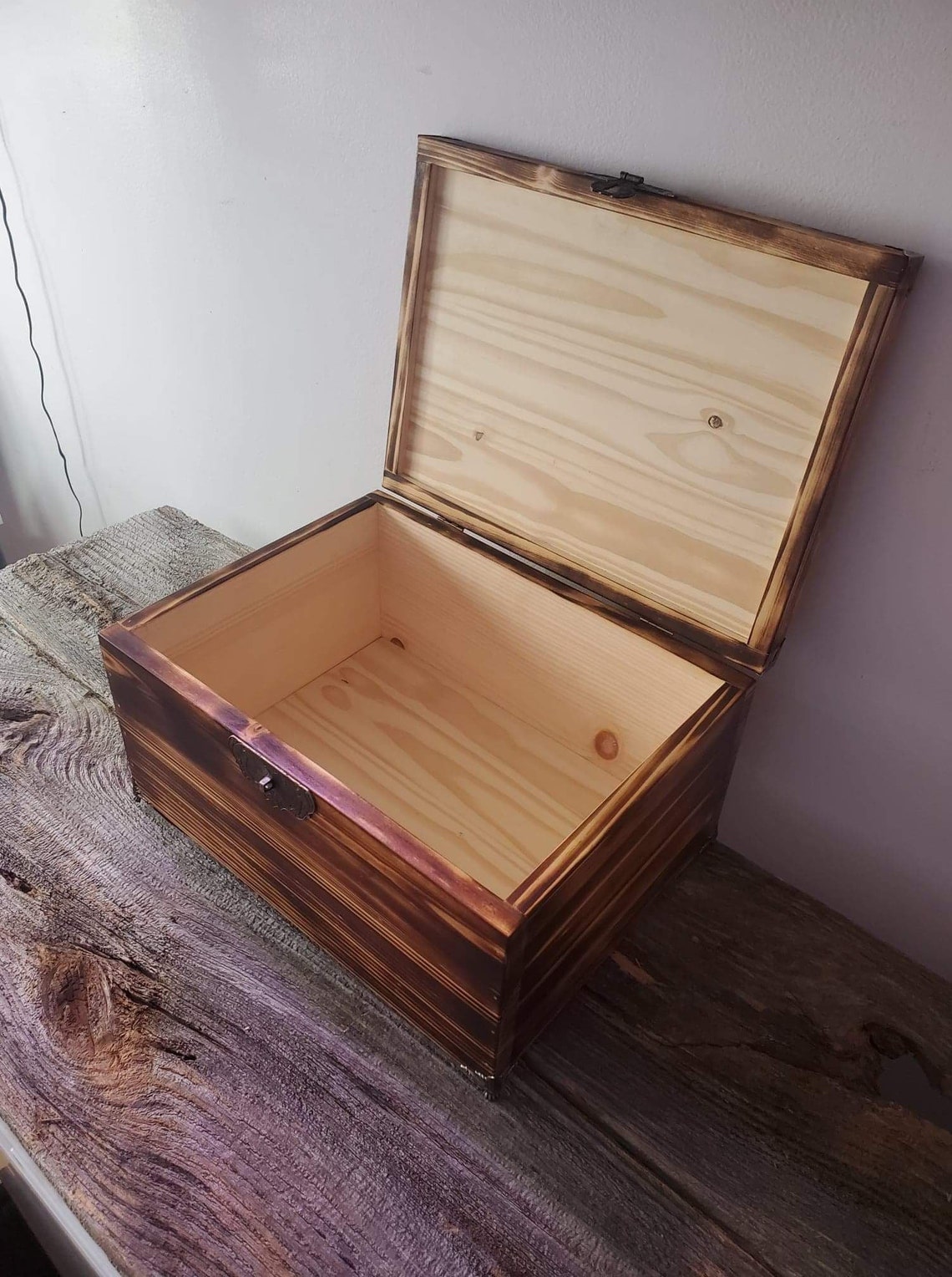 Large Wood Lockbox Storage Box Wooden Storage Box Keepsake - Etsy