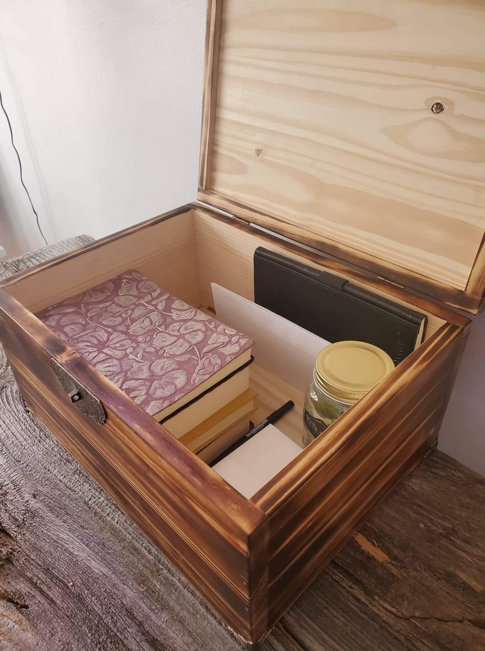 Large Wood Lockbox Storage Box Wooden Storage Box Keepsake - Etsy