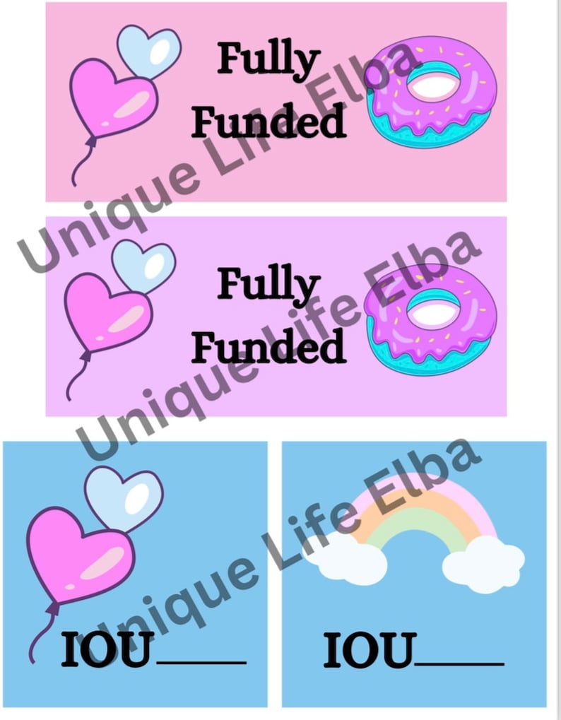 Fully Funded and IOU Digital Slips - Etsy