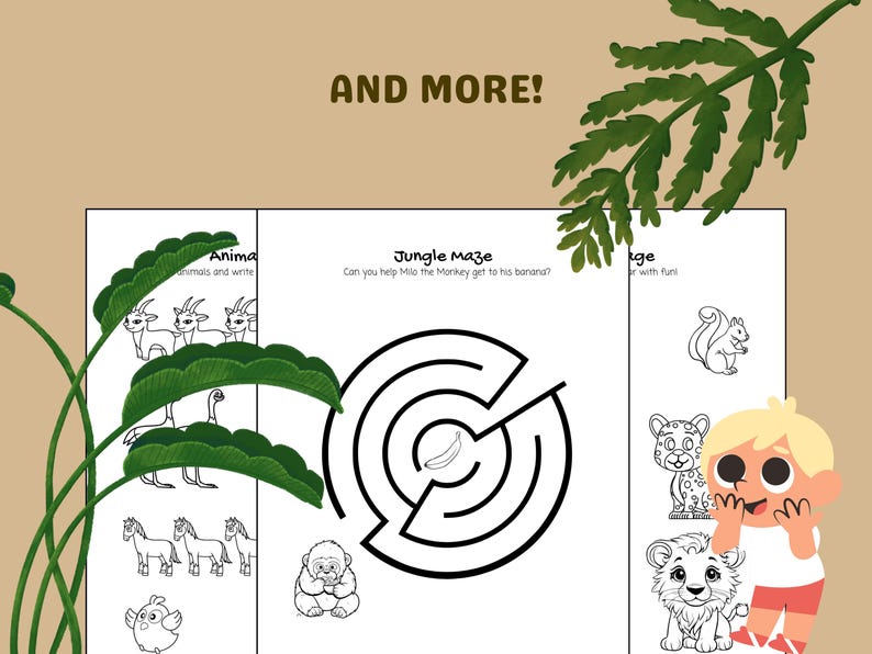 PRINTABLE Animal Safari Adventure Preschool Workbook - Fun ...