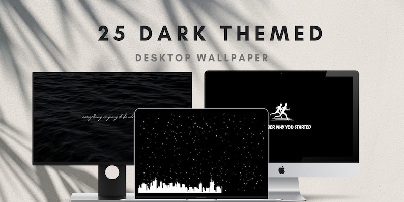 DESKTOP WALLPAPER | 25 Minimalist Dark Wallpaper | Instant Digital ...