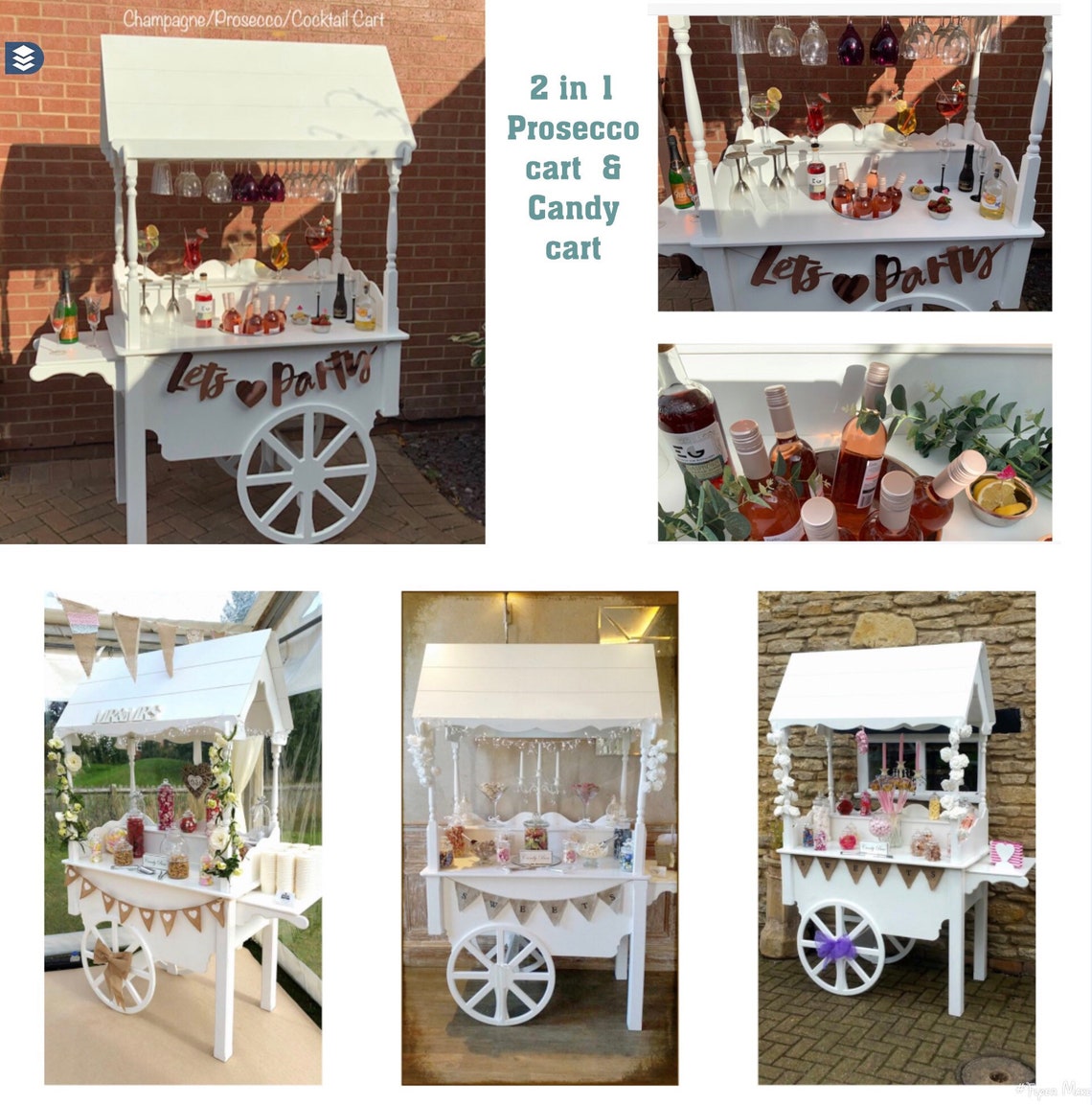 Candy Cart / Champagne Cart for Sale Wedding Sweet Cart Fully - Etsy