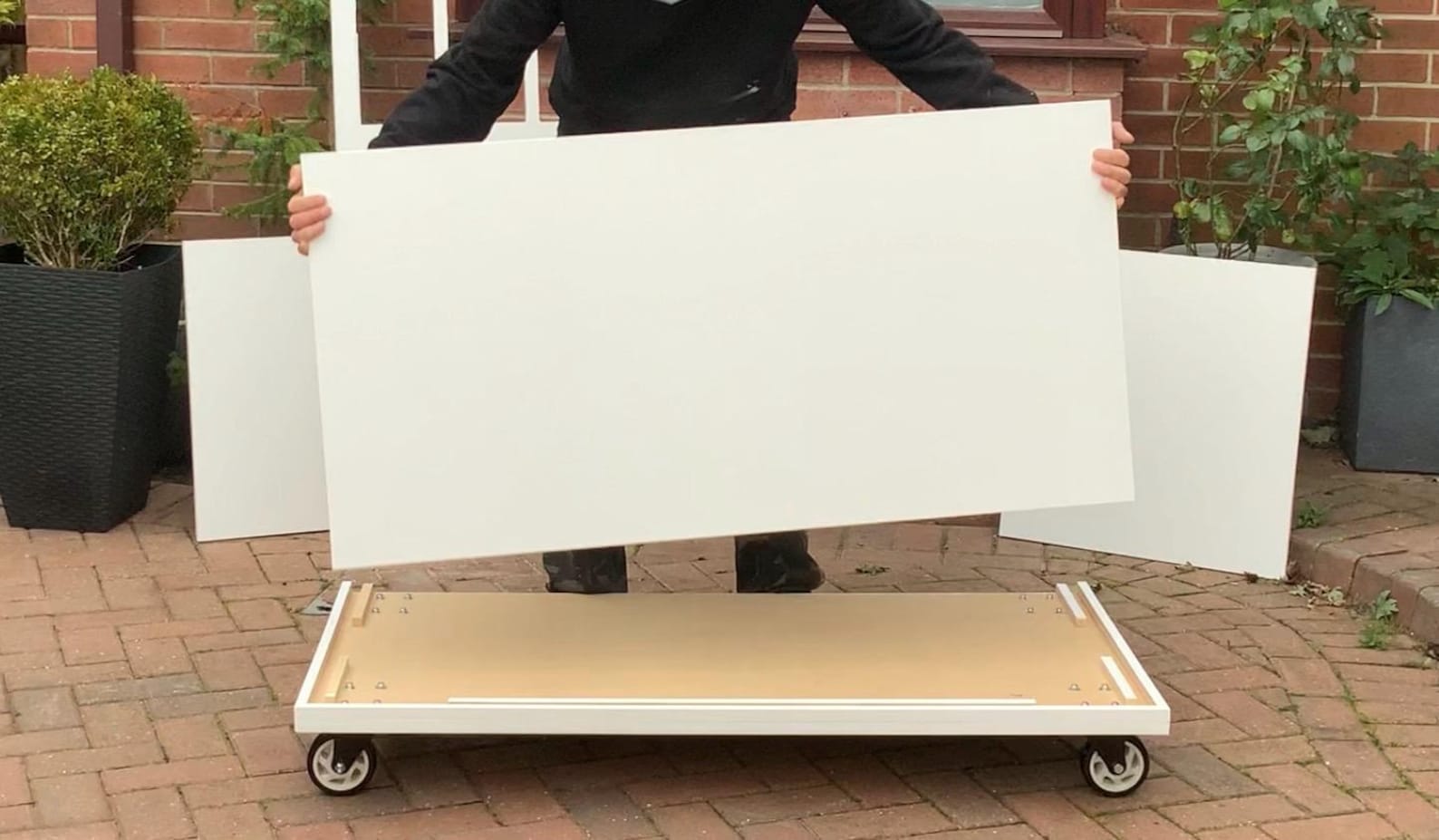 Portable Charcuterie Cart, Mobile Snack Bar, White Satin, 13 Stainless ...