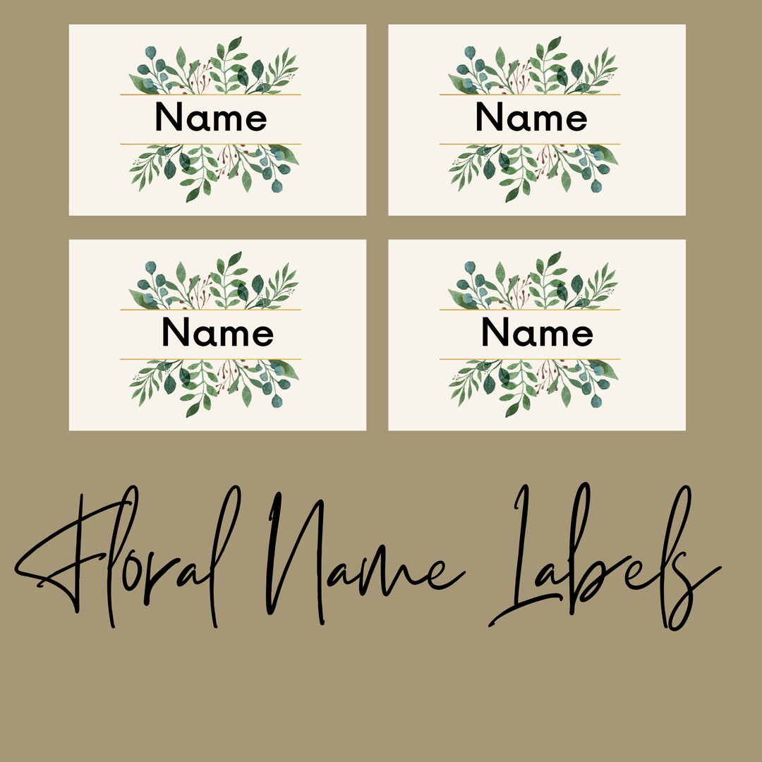 Greenish Aesthetic Nname Labels Editable Name Labels - Etsy