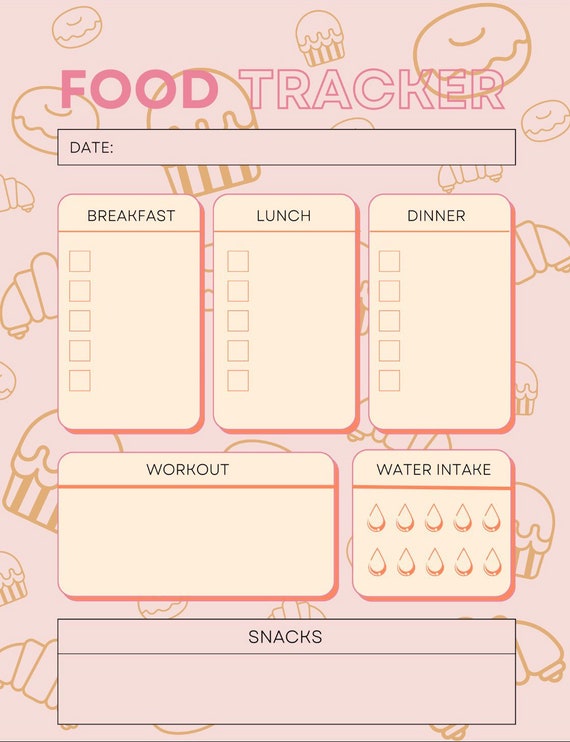 Food Tracker Printable PNG - Etsy