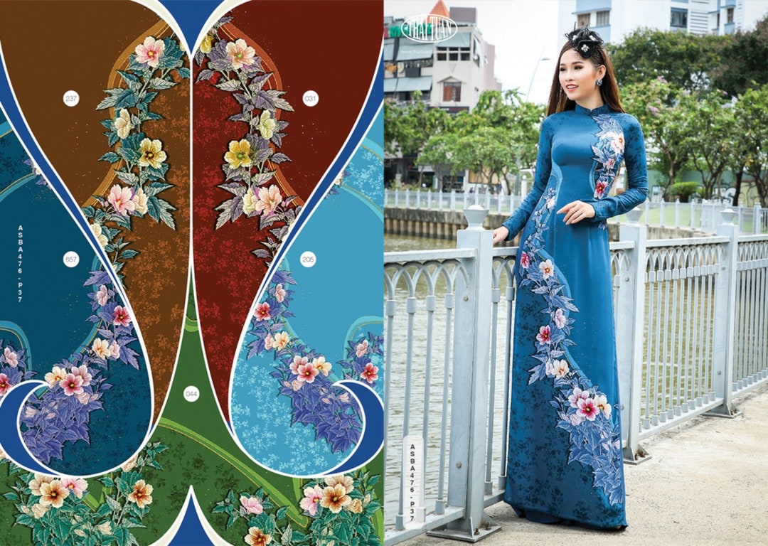 Custom Made Vietnamese Ao Dai Dress in Thai Tuan Printed Fabric - Etsy