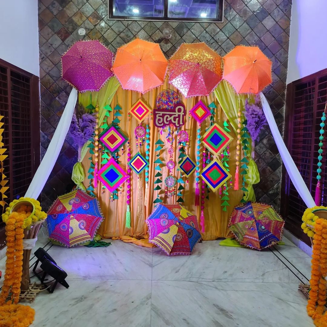 Complete Haldi Backdrop With Umbrella/ Haldi Backdrop/ Haldi Decor ...