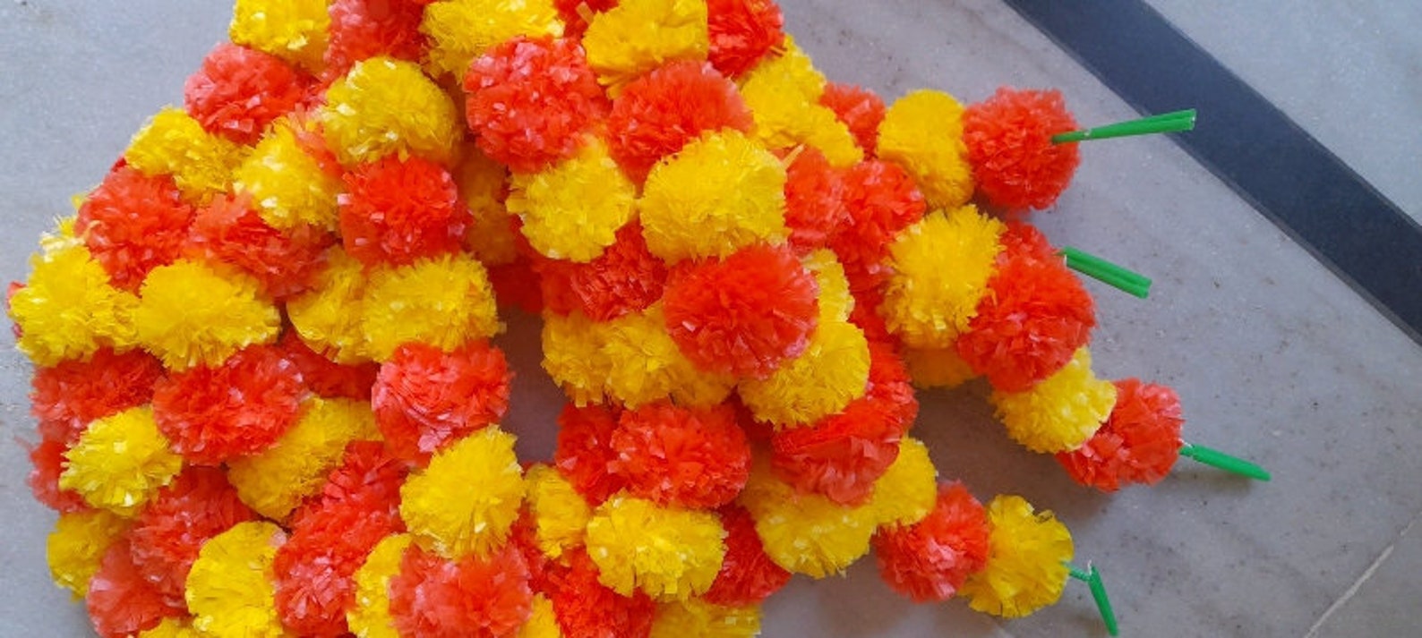 10 Feet Real Looking Like Marigold Garlands for Haldi , Mehandi ...